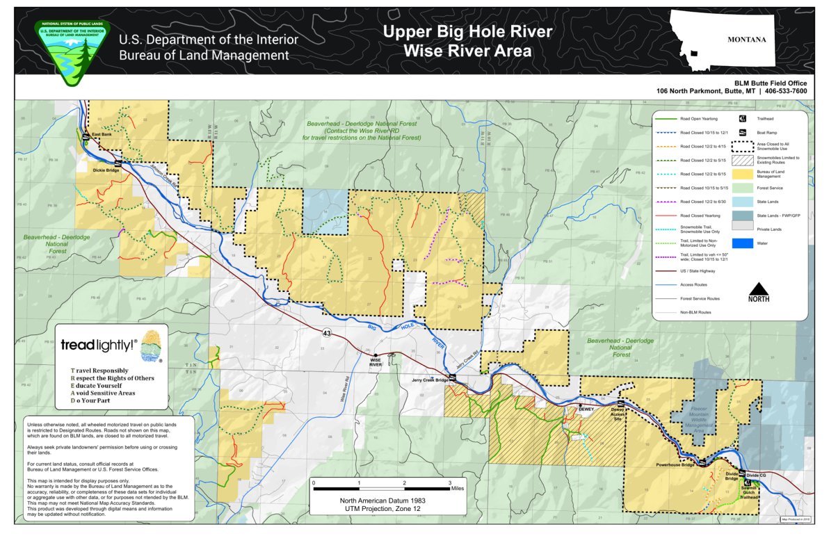 BLM MT/Dakotas Upper Big Hole Recreation Area, Wise River Area Map by ...