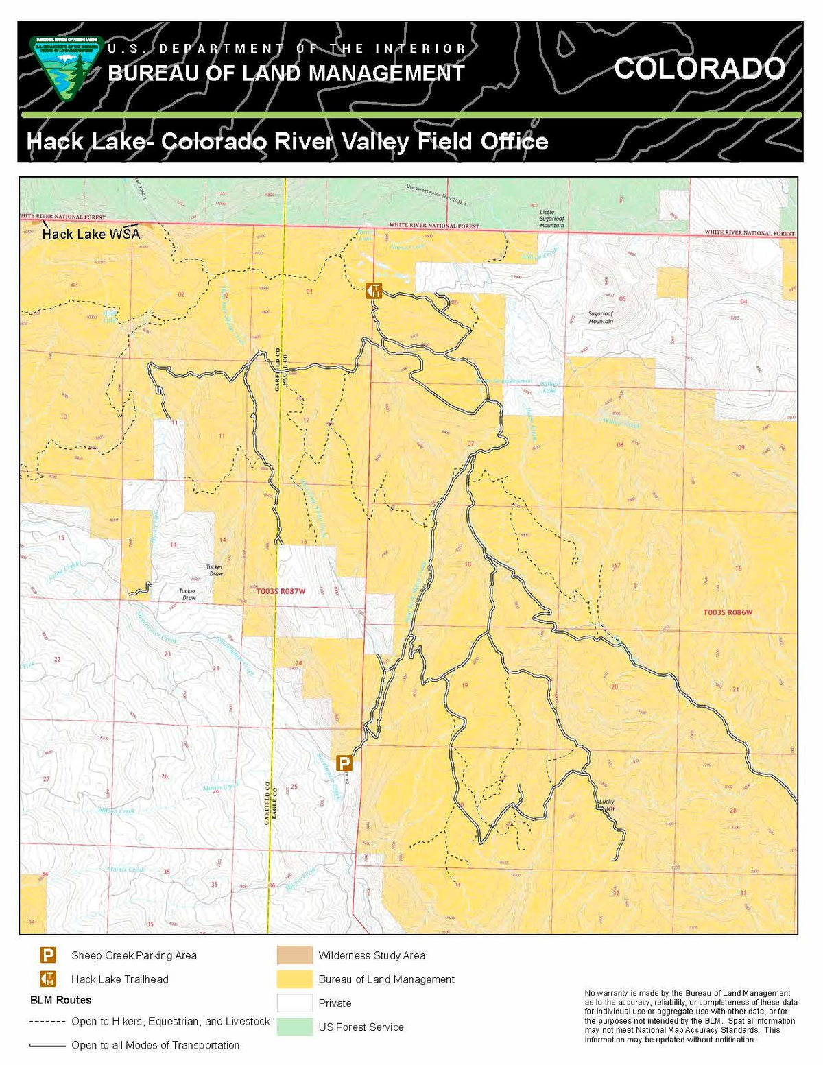 Hack Lake Map by Bureau of Land Management - Colorado | Avenza Maps