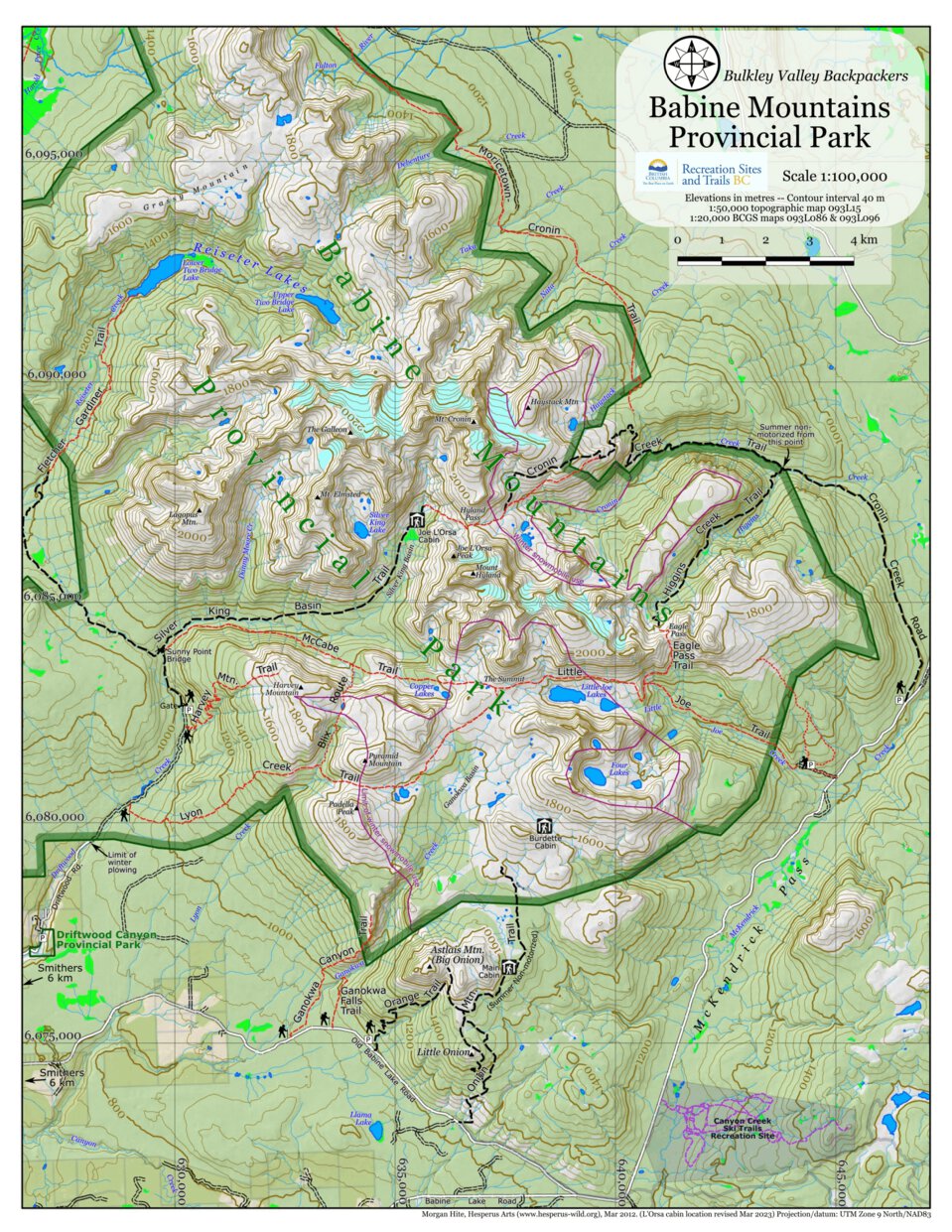 Babine Mountains Provincial Park Trail Map by BV Backpackers | Avenza Maps