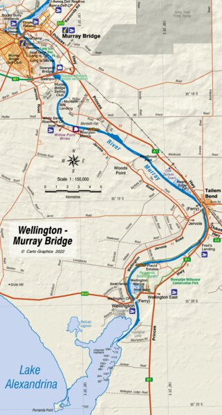 Murray River - Wellington to Murray Bridge Map by Carto Graphics ...