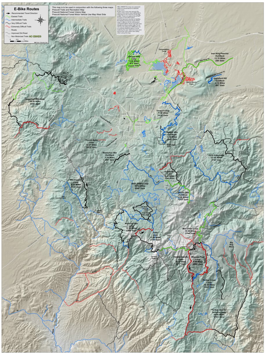 Prescott and Bradshaw Mountains E Bike Map by City of Prescott GIS Dept ...