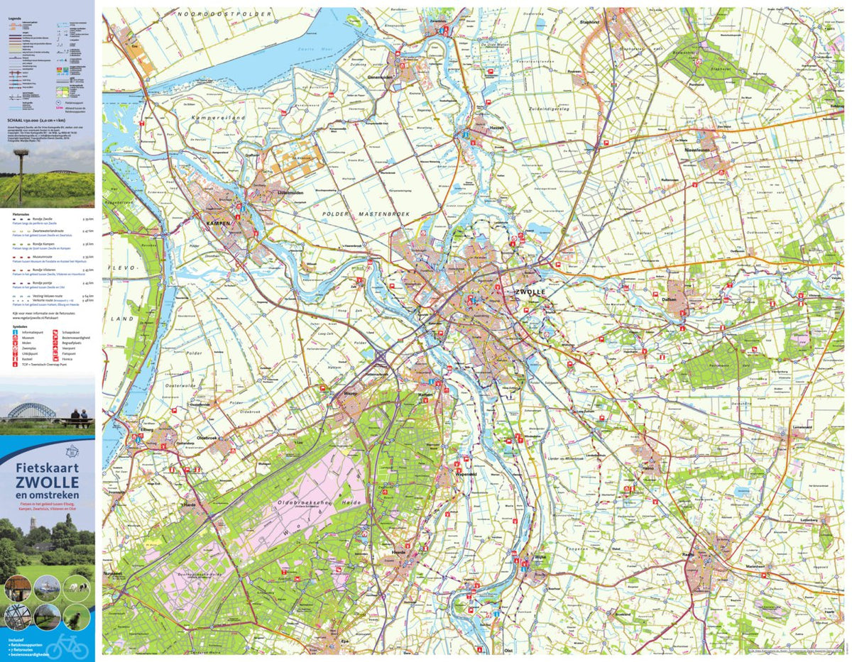 Fietsknooppuntenkaart regio Zwolle IJssel - Zwolle Regelarij Map by De ...