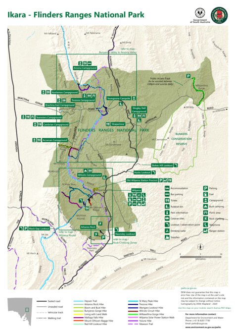 Ikara Flinders Ranges National Park Map by Department for Environment ...