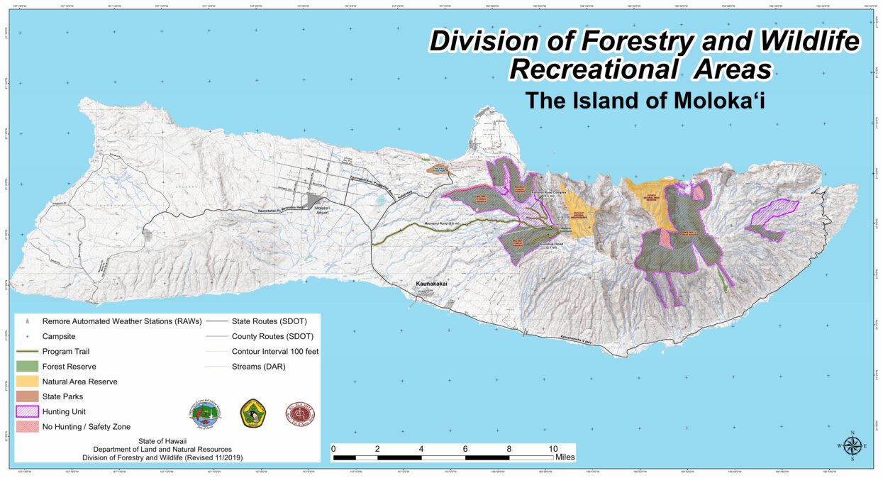Moloka‘i Island Recreation Map map by Division of Forestry and Wildlife ...