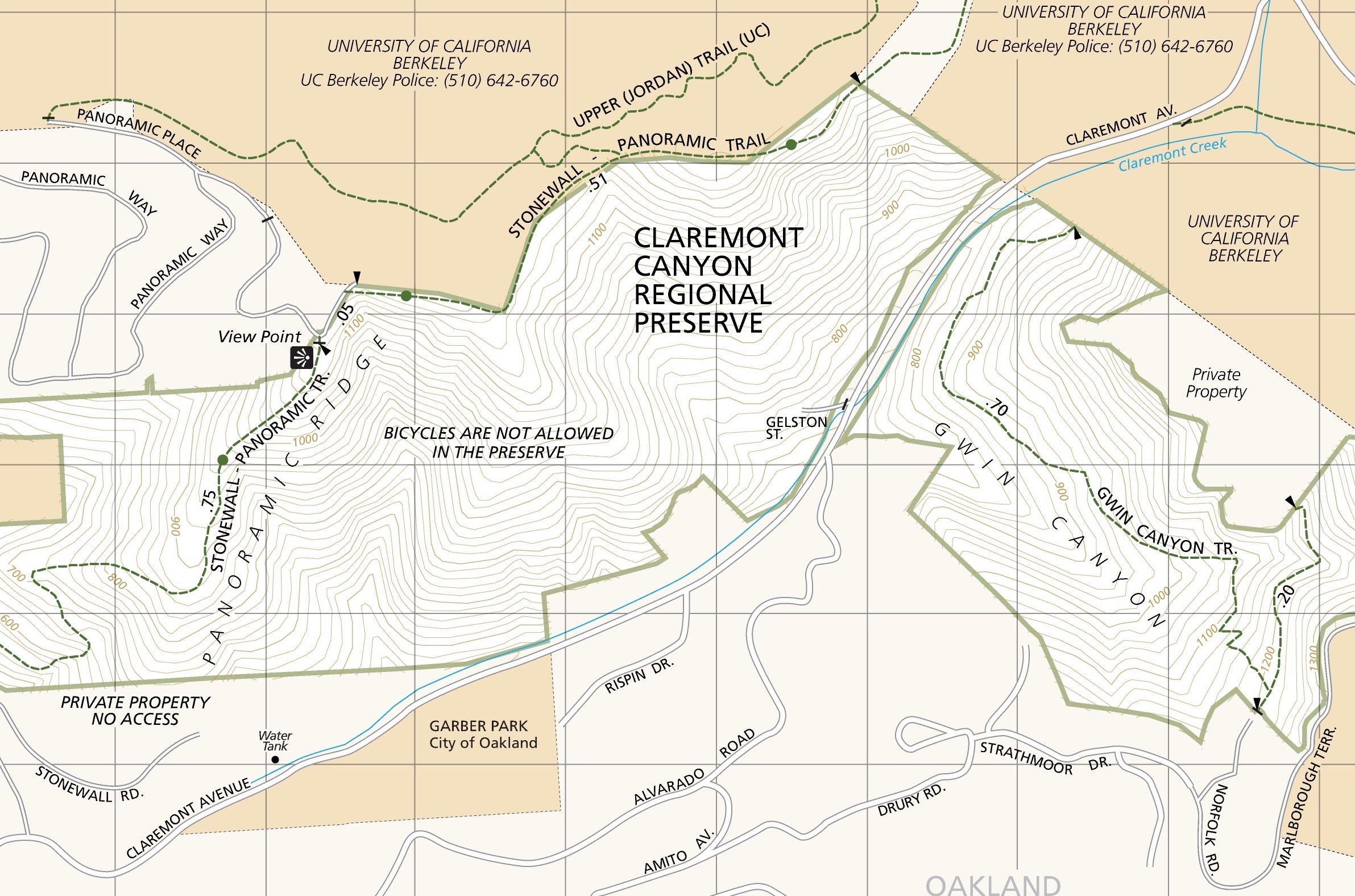 Claremont Canyon Regional Preserve Map by EBRPD | Avenza Maps
