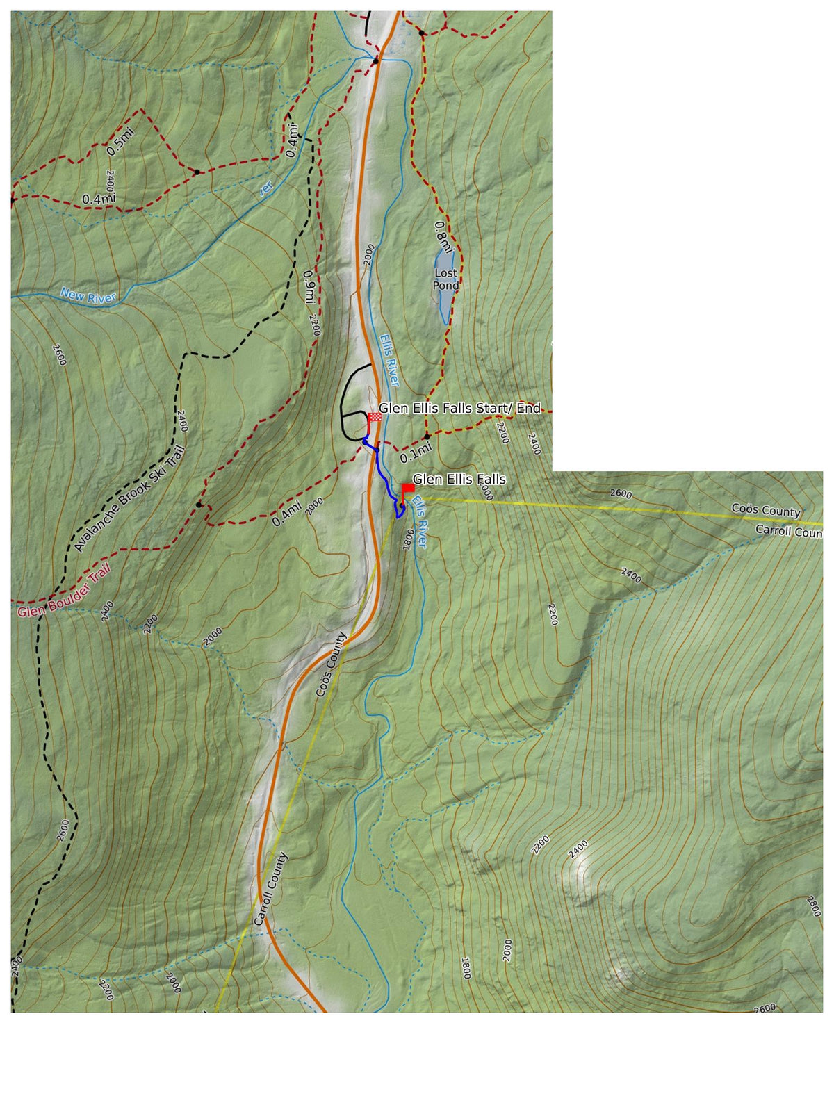 Glen Ellis Falls Map by Effortless Adventure LLC | Avenza Maps