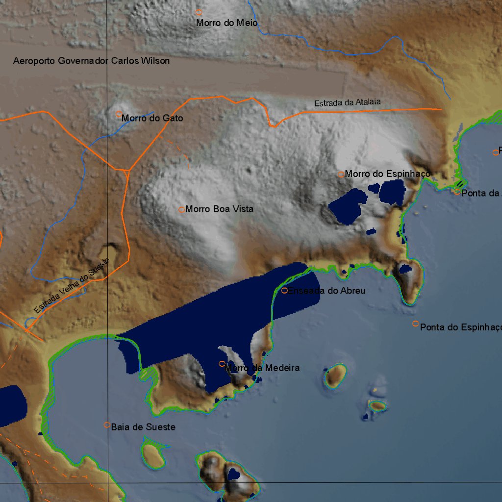 Fernando de Noronha - Brazil, Sea Level Fluctuation Map by ENGESAT ...