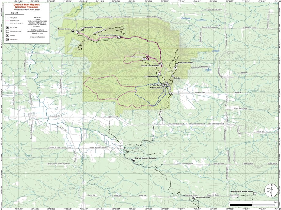 Sentiers Frontaliers- Mont Megantic Map by Eyes Up Adventures | Avenza Maps