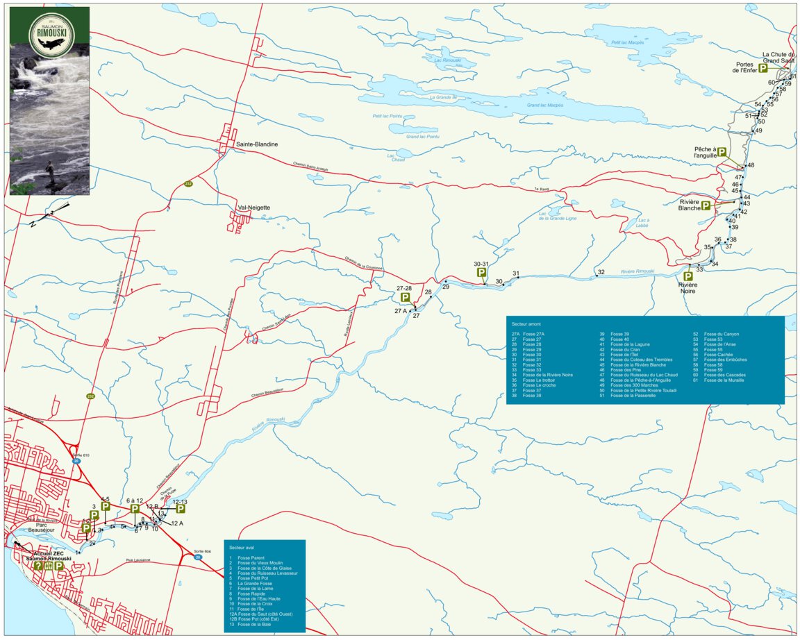 Rivière Rimouski ZecSaumon Map by Federation quebecoise pour le saumon ...