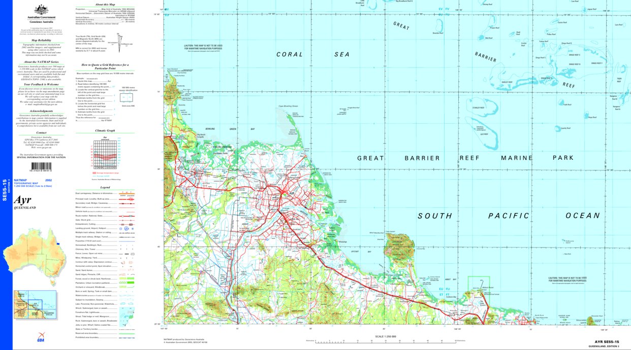 Ayr SE55 - 15 Map by Geoscience Australia | Avenza Maps