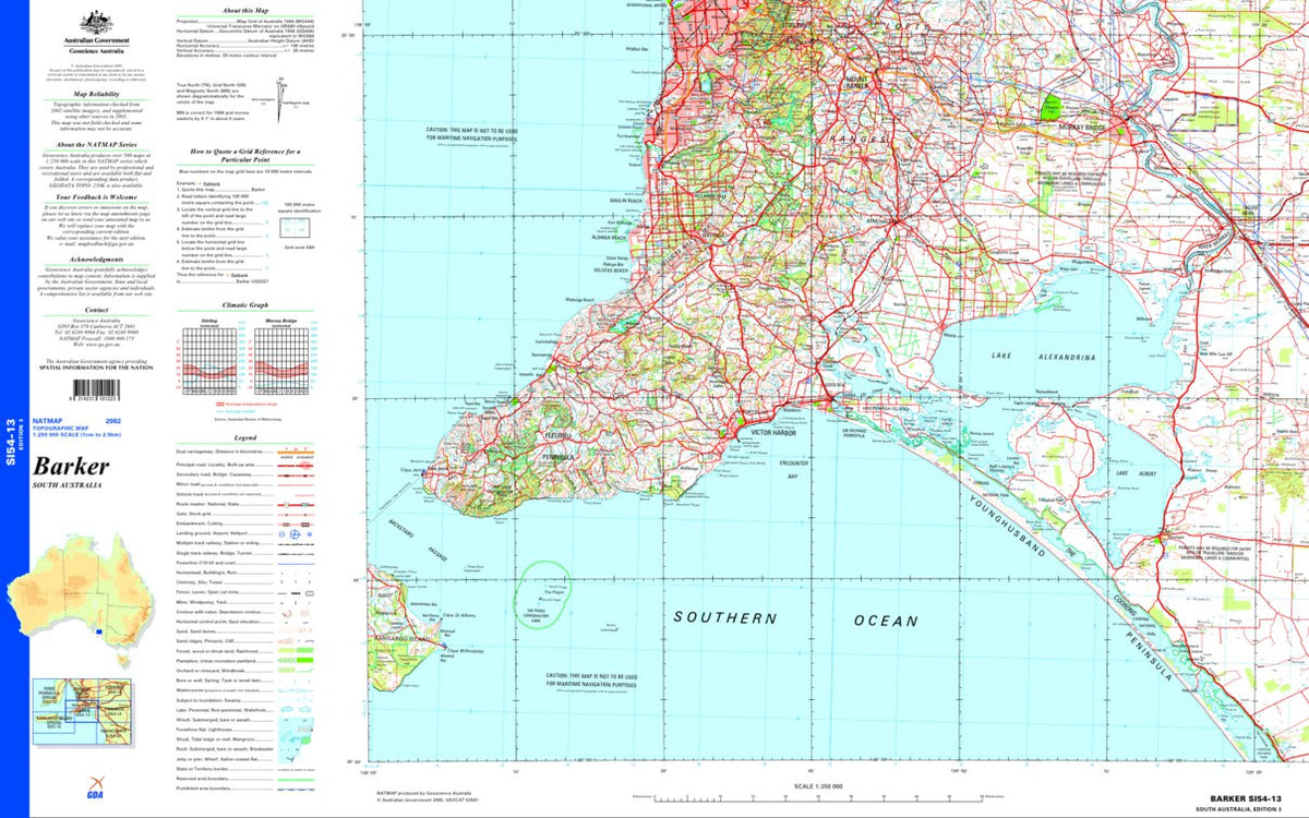 Barker SI54 - 13 Map by Geoscience Australia | Avenza Maps