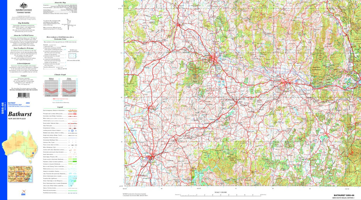 Bathurst SI55 - 08 Map by Geoscience Australia | Avenza Maps