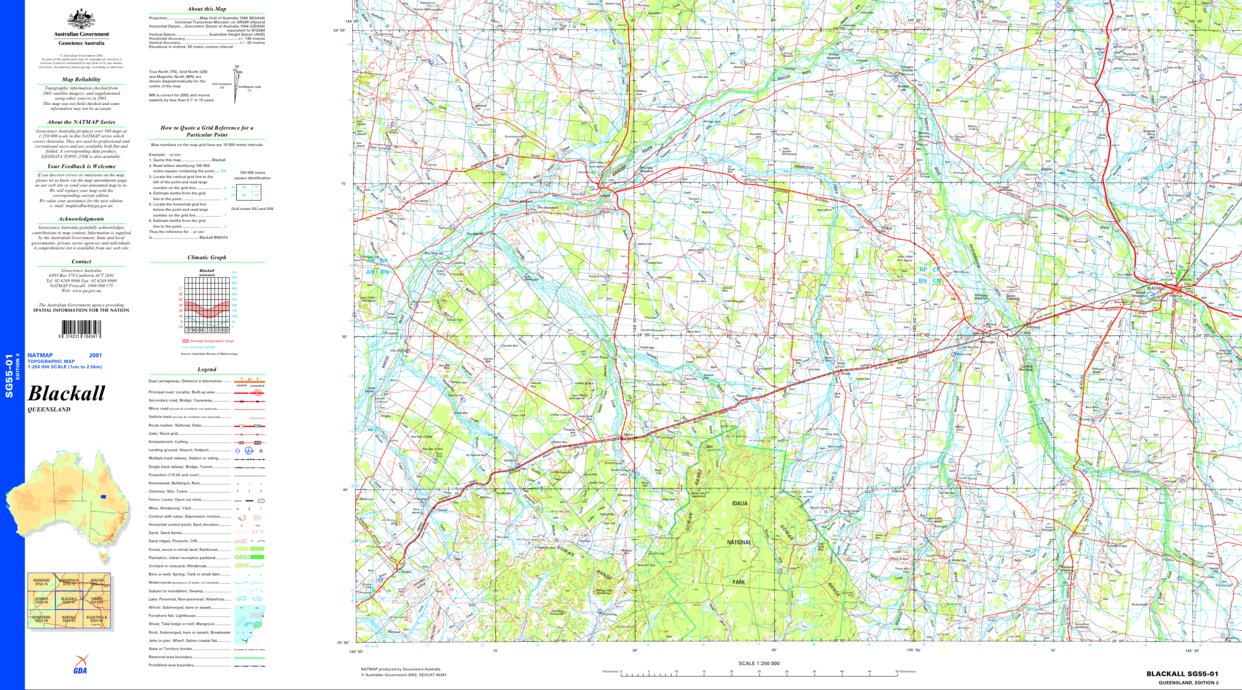 Blackall SG55 - 01 Map by Geoscience Australia | Avenza Maps