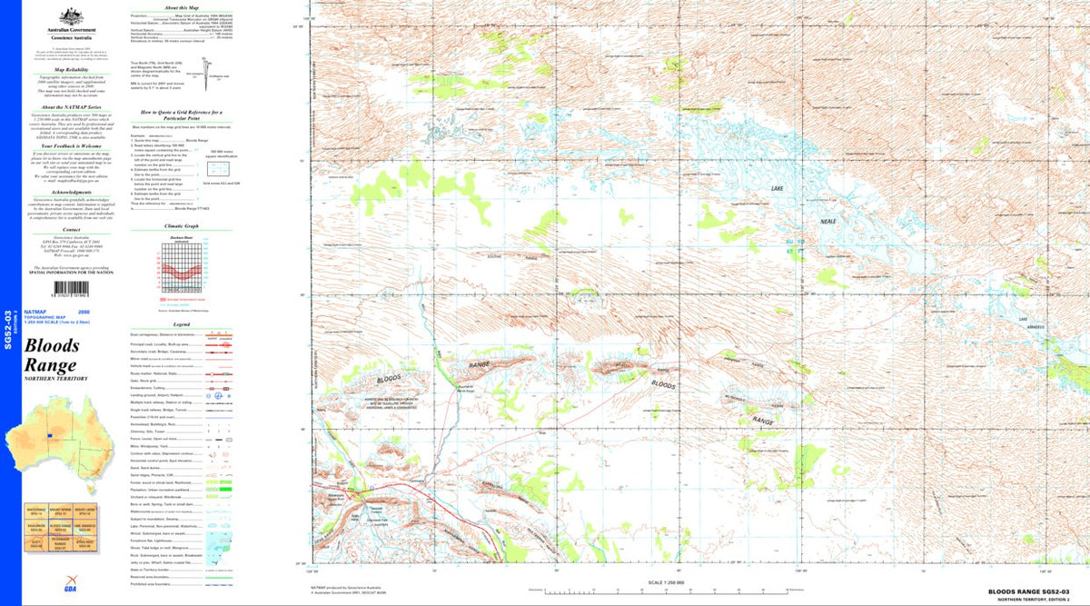 Bloods Range SG52 - 03 Map by Geoscience Australia | Avenza Maps
