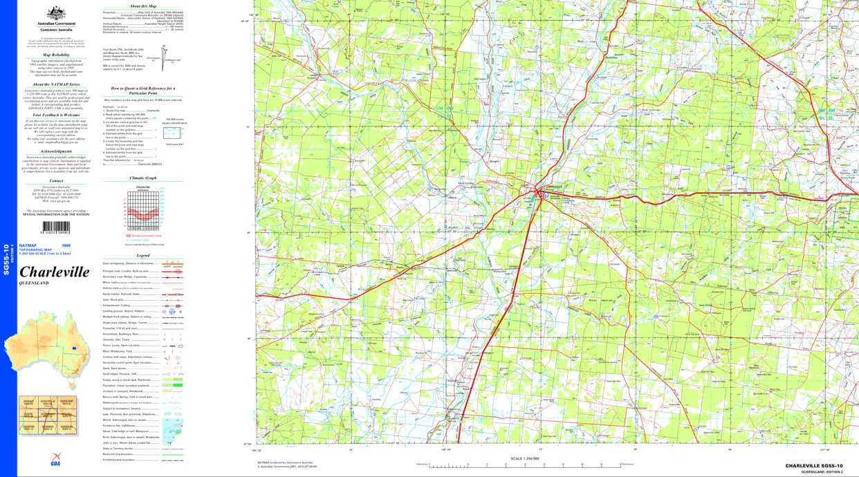 Charleville SG55 - 10 Map by Geoscience Australia | Avenza Maps