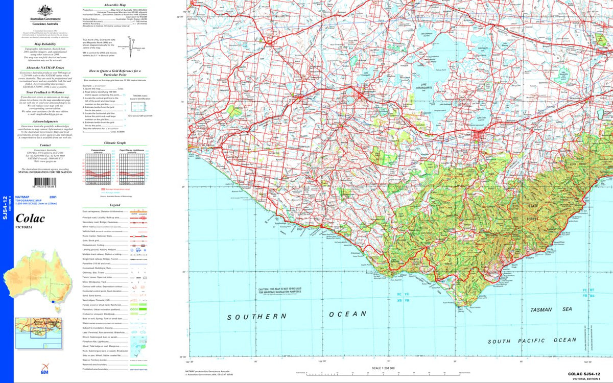 Colac SJ54 - 12 Map by Geoscience Australia | Avenza Maps