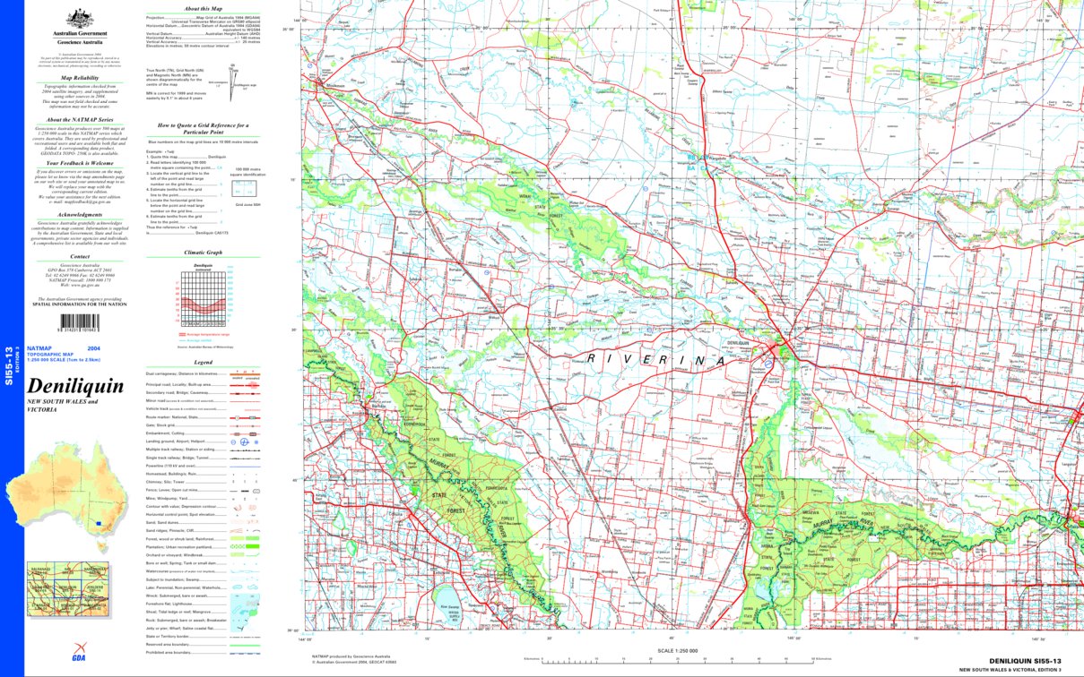 Deniliquin SI55 - 13 Map by Geoscience Australia | Avenza Maps