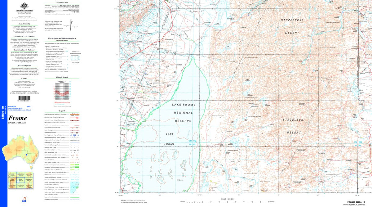 Frome SH54 - 10 Map by Geoscience Australia | Avenza Maps