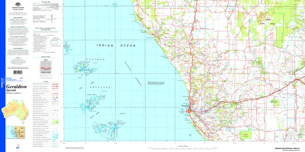 Geraldton Special SH50 - 01 Map by Geoscience Australia | Avenza Maps