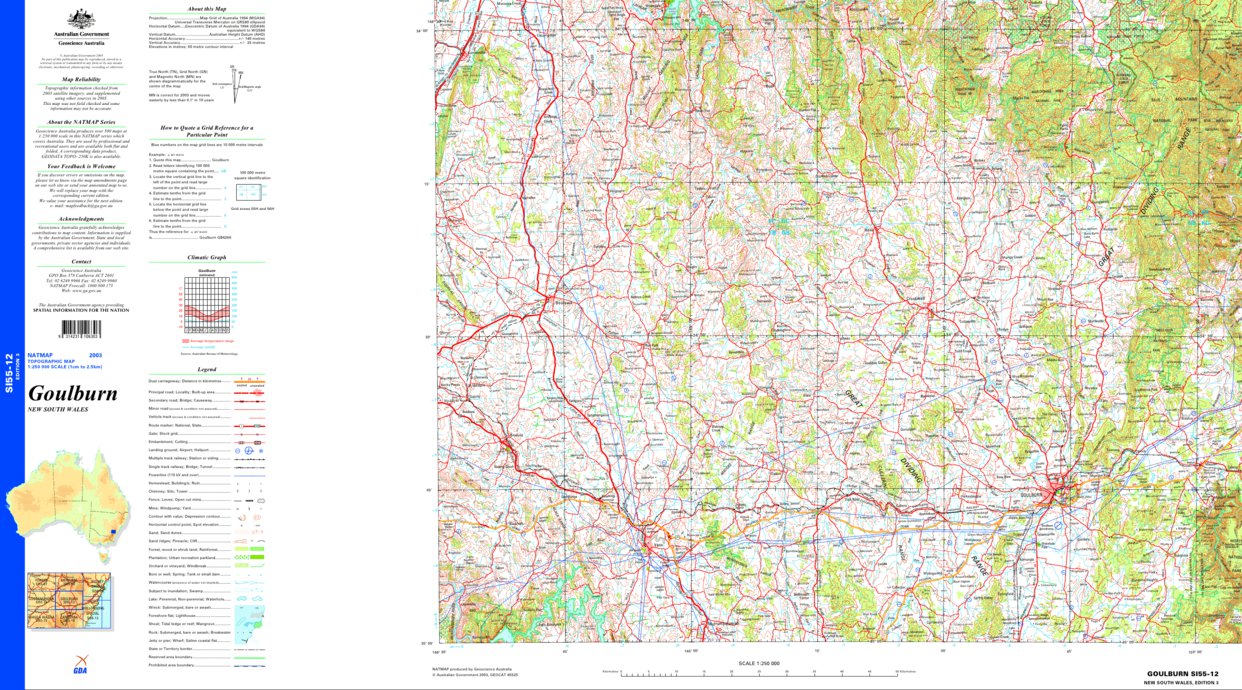 Goulburn SI55 - 12 Map by Geoscience Australia | Avenza Maps
