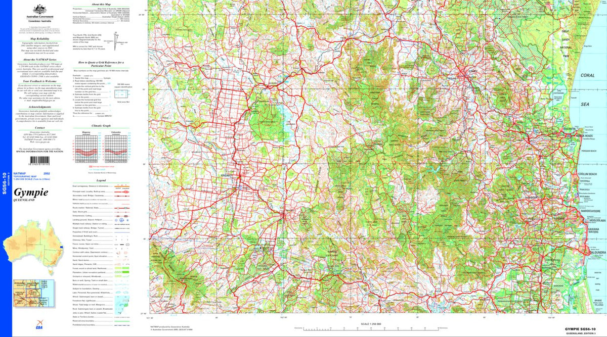 Gympie - SG56-10 Map by Geoscience Australia | Avenza Maps