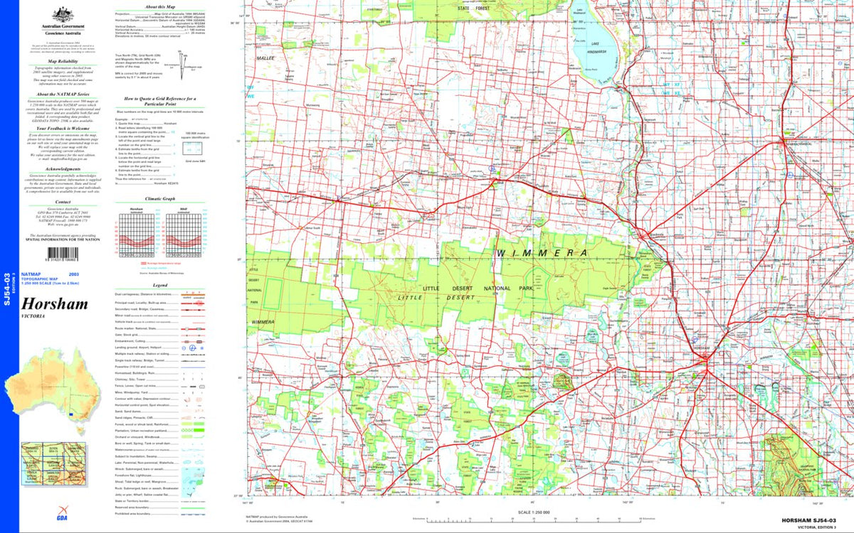 Horsham SJ54 - 03 Map by Geoscience Australia | Avenza Maps