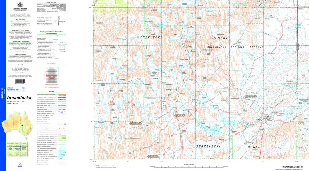 Innamincka SG54 - 14 Map by Geoscience Australia | Avenza Maps