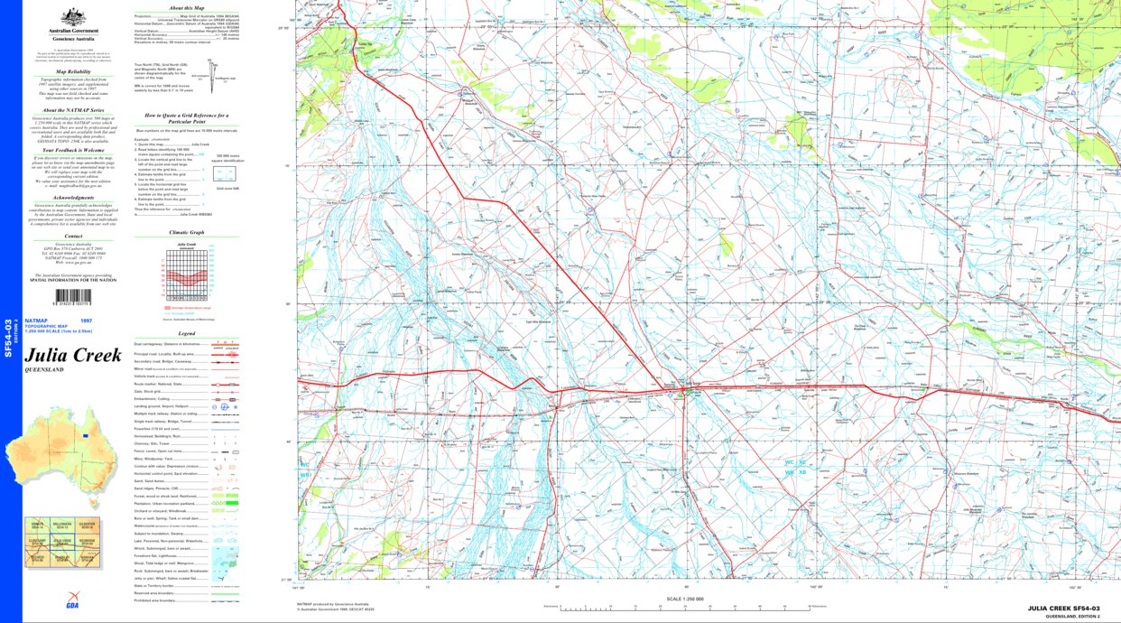 Julia Creek SF54 - 03 Map by Geoscience Australia | Avenza Maps