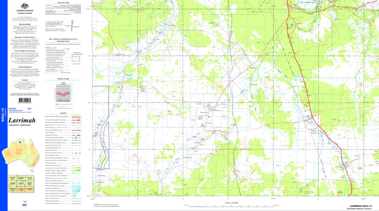 Larrimah SD53 - 13 Map by Geoscience Australia | Avenza Maps