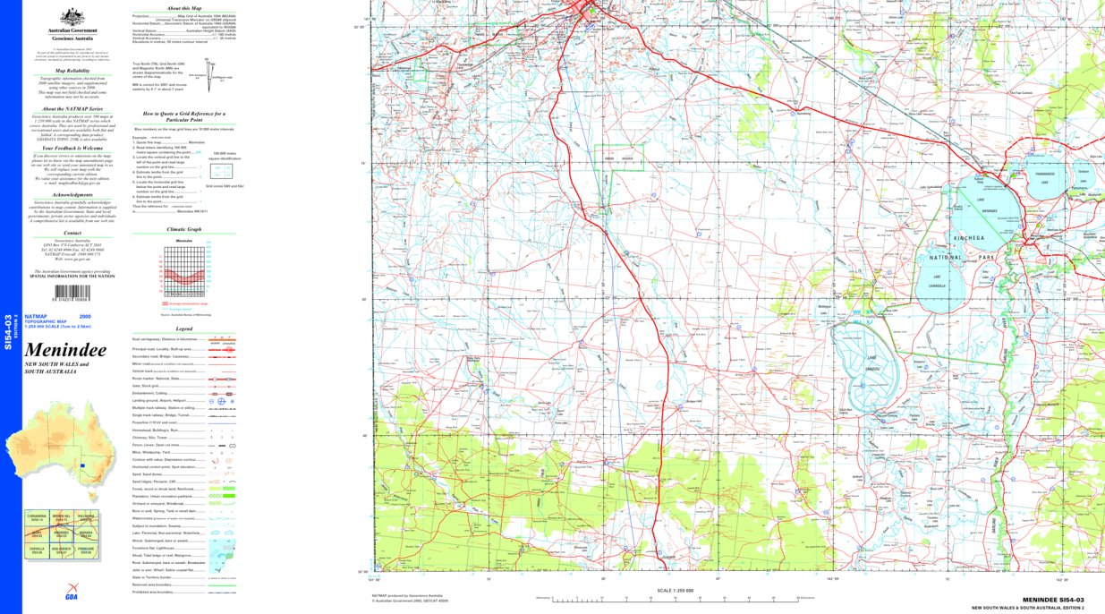 Menindee SI54 - 03 Map by Geoscience Australia | Avenza Maps