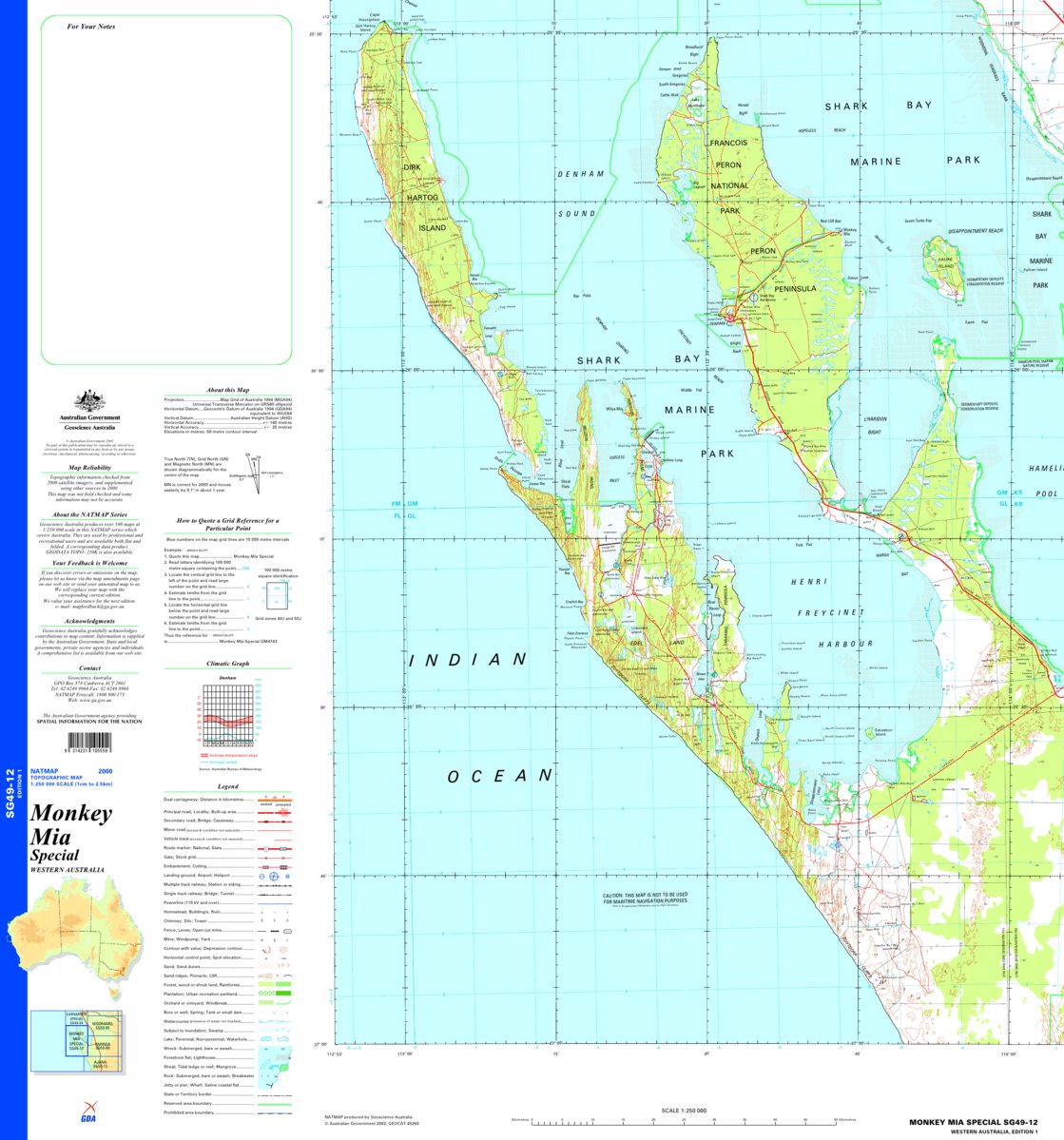 Monkey Mia Special SG49 - 12 Map by Geoscience Australia | Avenza Maps