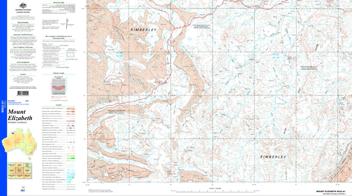 Mount Elizabeth SE52 - 01 Map by Geoscience Australia | Avenza Maps