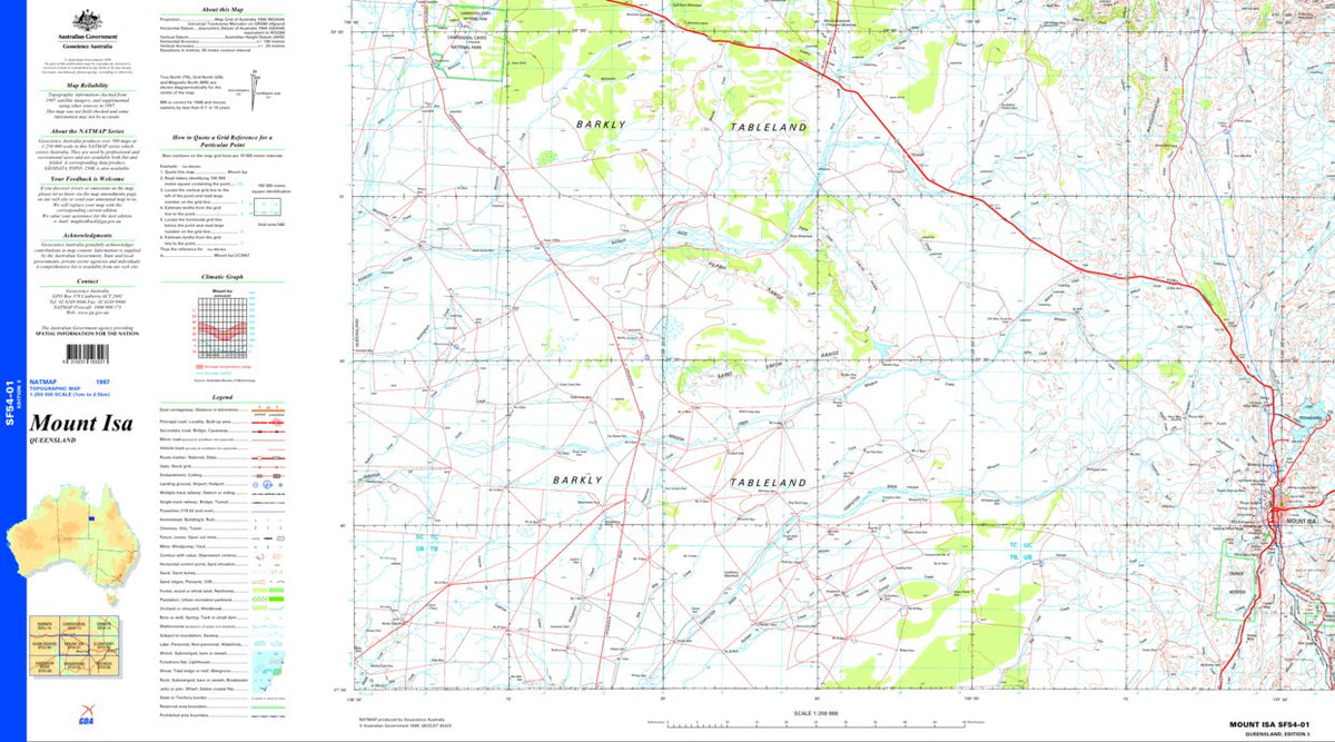 Mount Isa SF54 - 01 Map by Geoscience Australia | Avenza Maps
