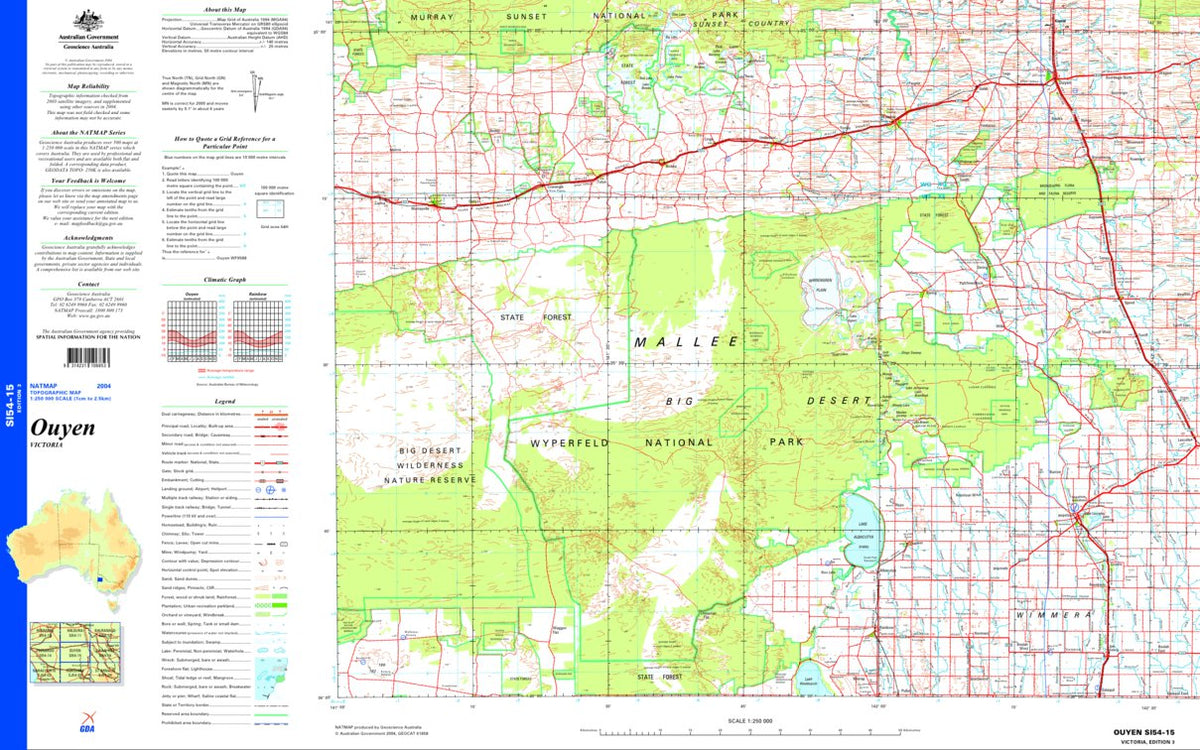 Ouyen SI54 - 15 Map by Geoscience Australia | Avenza Maps