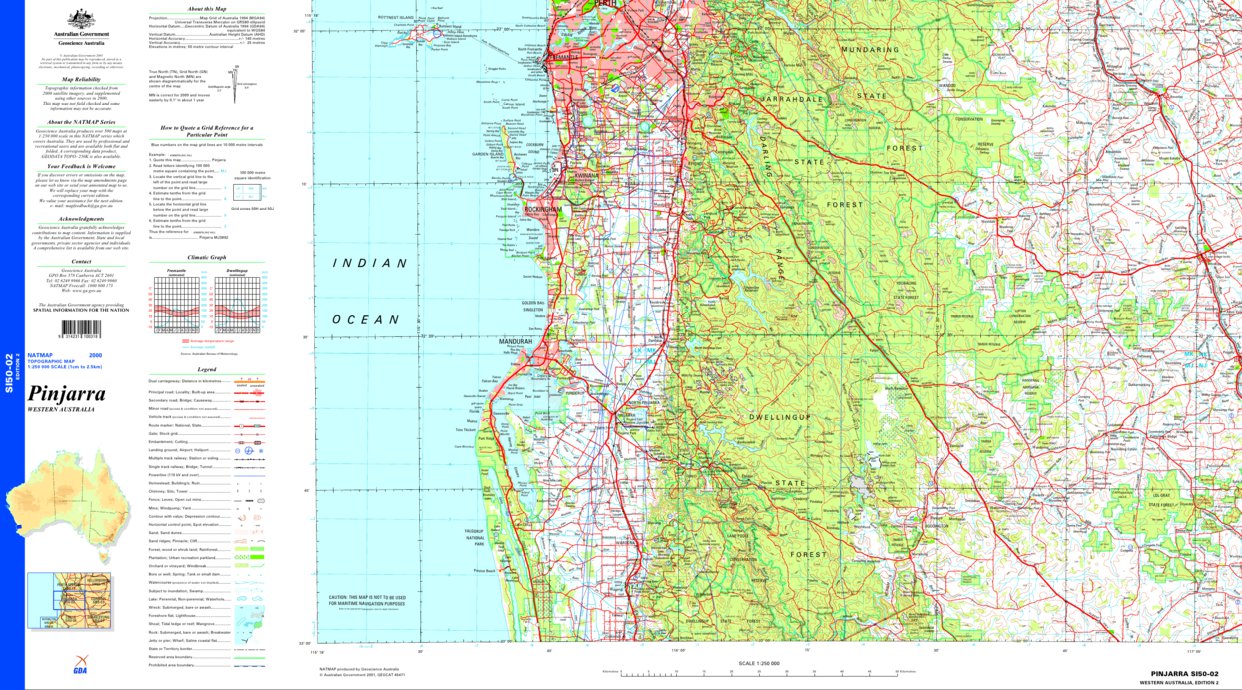 Pinjarra SI50 - 02 Map by Geoscience Australia | Avenza Maps