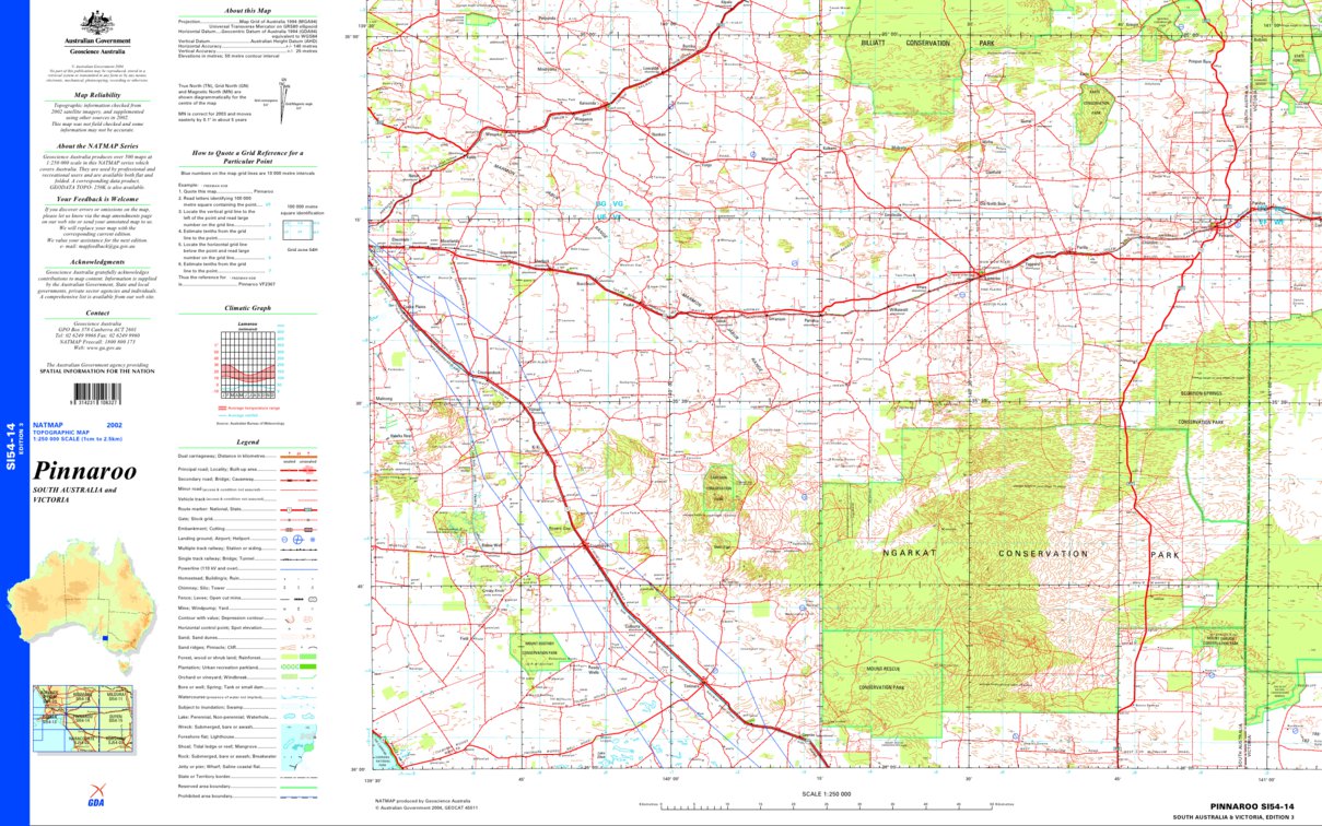 Pinnaroo SI54 - 14 Map by Geoscience Australia | Avenza Maps