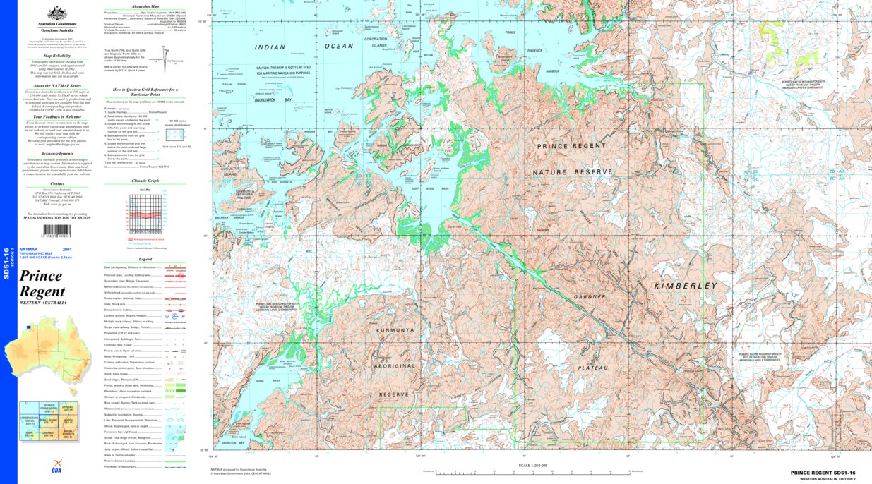 Prince Regent SD51 - 16 Map by Geoscience Australia | Avenza Maps