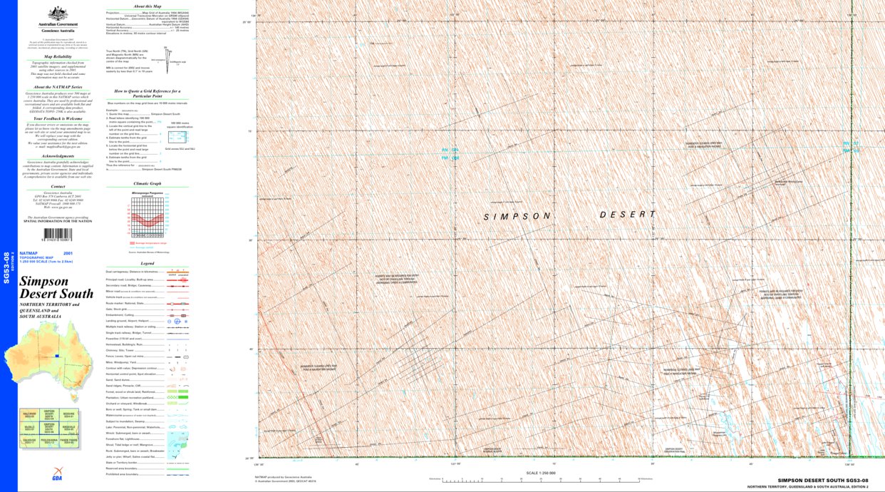 Simpson Desert South SG53 - 08 Map by Geoscience Australia | Avenza Maps