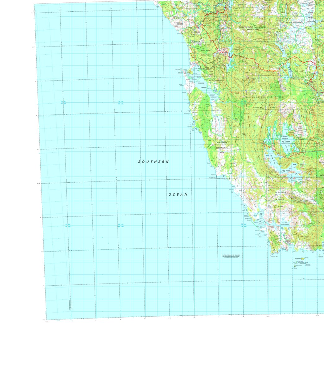 Tasmania South West SK55 - 22 Map by Geoscience Australia | Avenza Maps