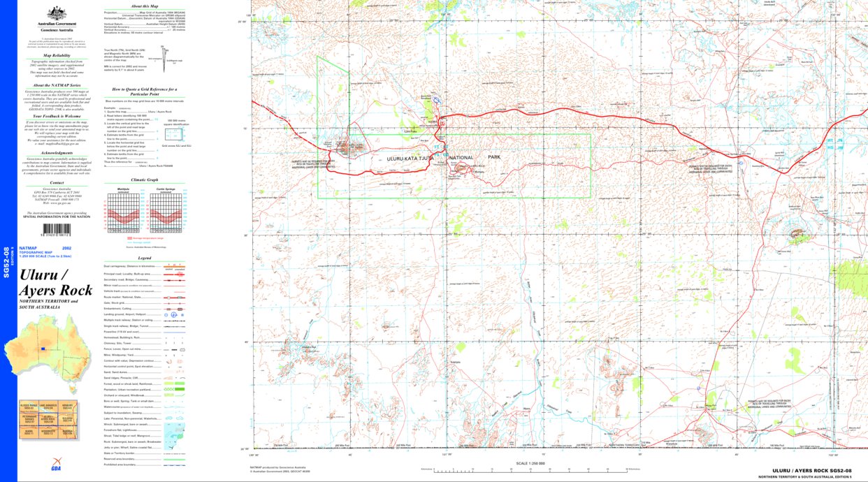 Uluru / Ayers Rock SG52 - 08 Map by Geoscience Australia | Avenza Maps