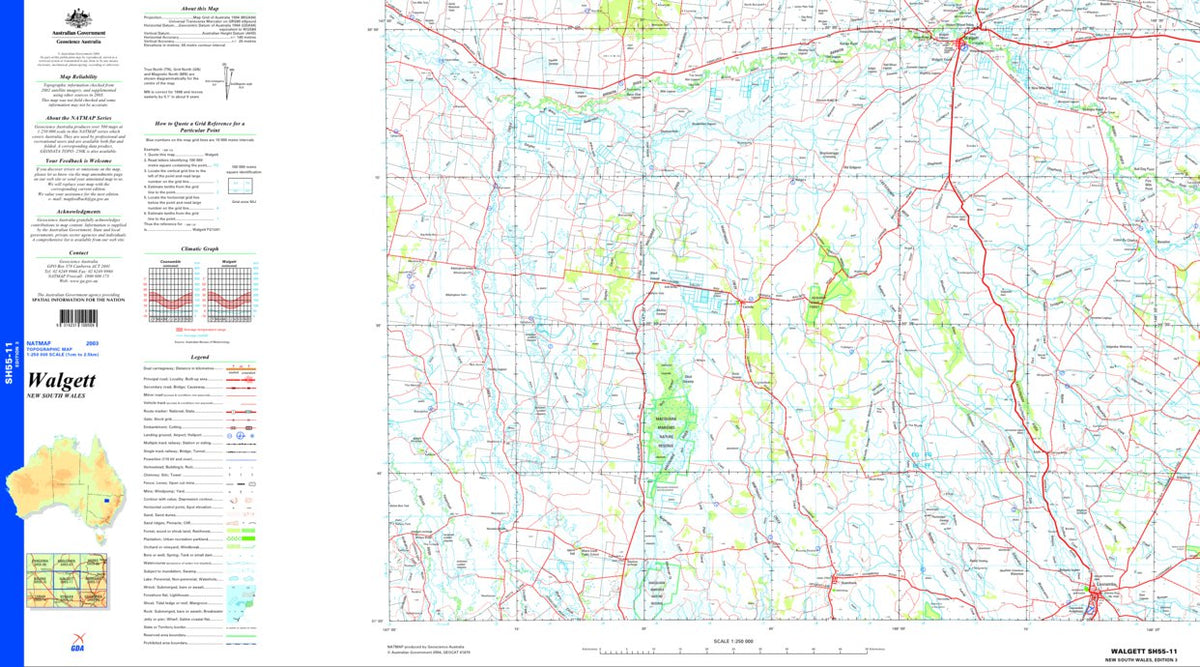 Walgett SH55 - 11 Map by Geoscience Australia | Avenza Maps