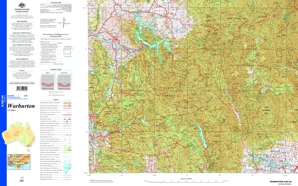 Warburton - SJ55 - 06 Map by Geoscience Australia | Avenza Maps