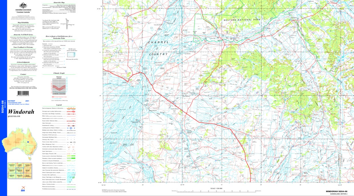 Windorah SG54 - 08 Map by Geoscience Australia | Avenza Maps