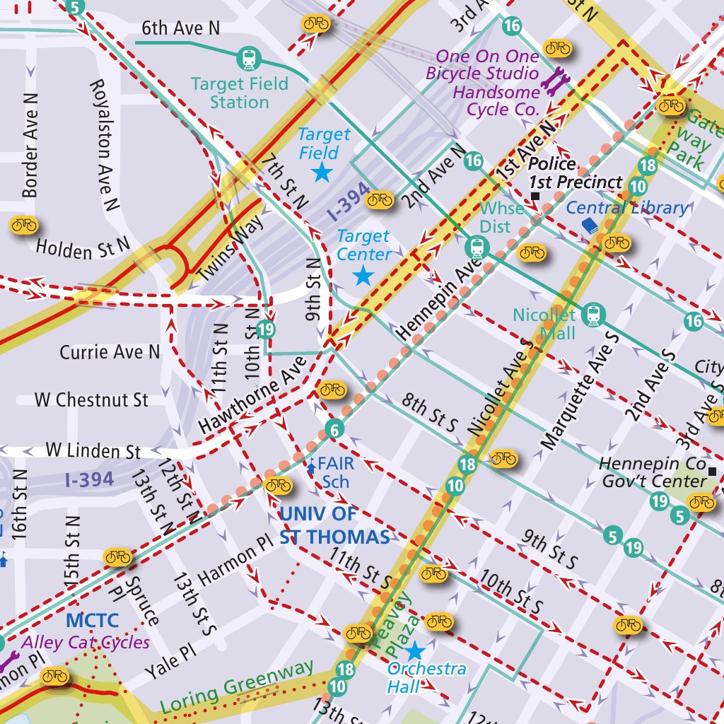 Minneapolis Bicycle Map by Hedberg Maps | Avenza Maps