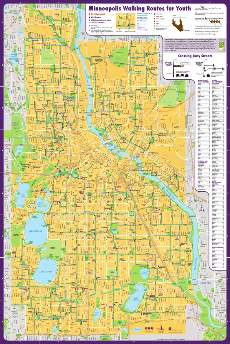 Minneapolis Walking Routes for Youth Map by Hedberg Maps | Avenza Maps