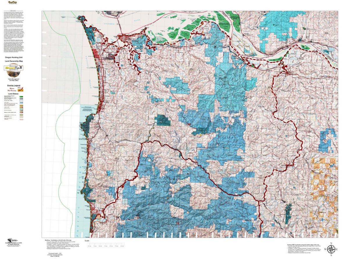 Oregon Hunting Unit 10, Saddle Mtn Land Ownership Map by HuntData LLC ...