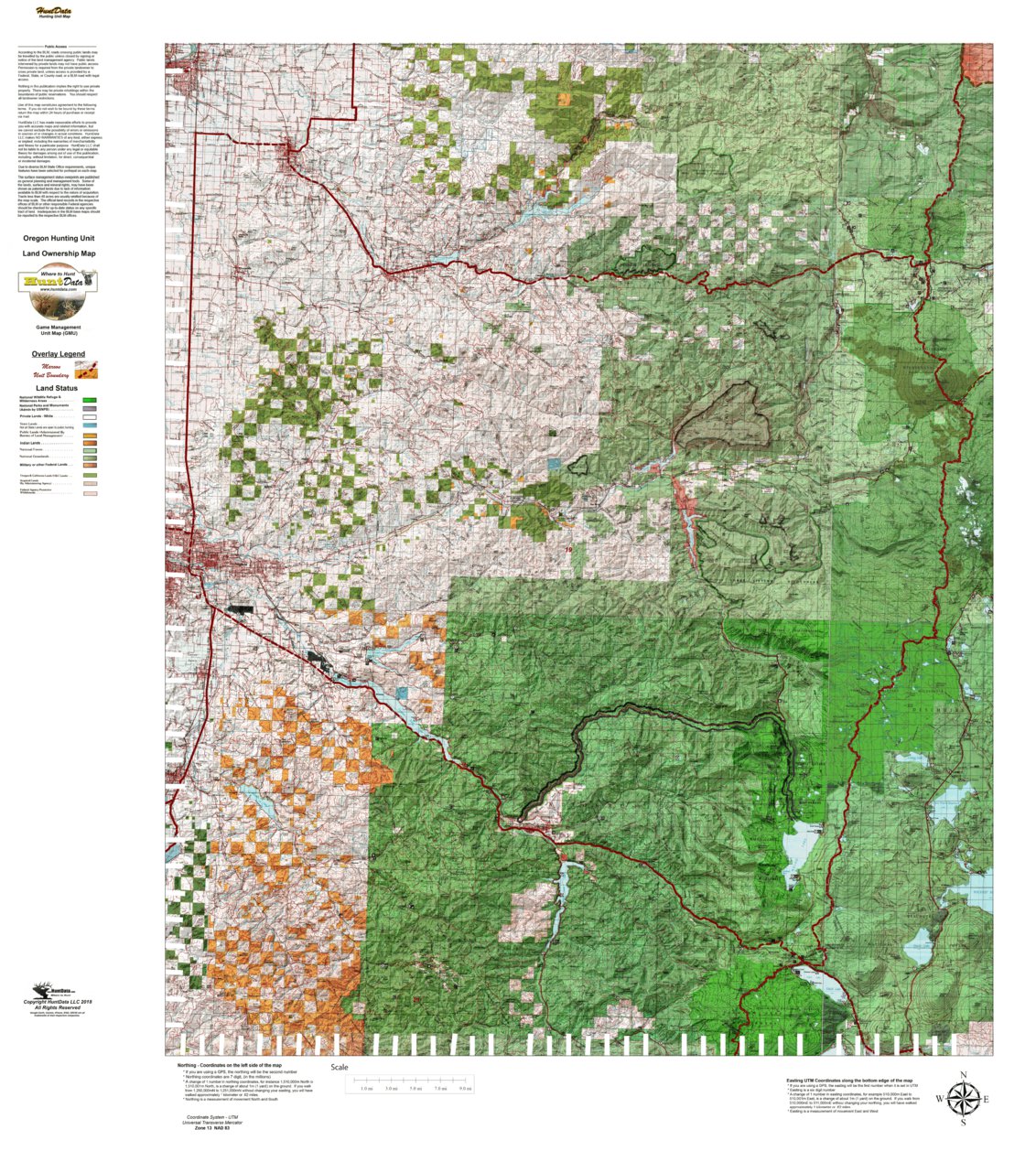 Oregon Hunting Unit 19, Mckenzie Land Ownership Map by HuntData LLC ...
