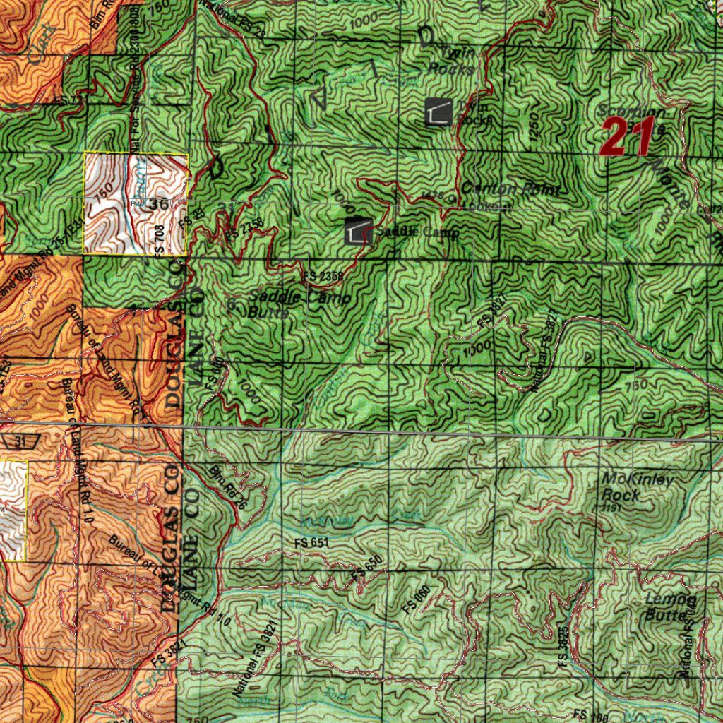Oregon Hunting Unit 21, Indigo Land Ownership Map by HuntData LLC ...