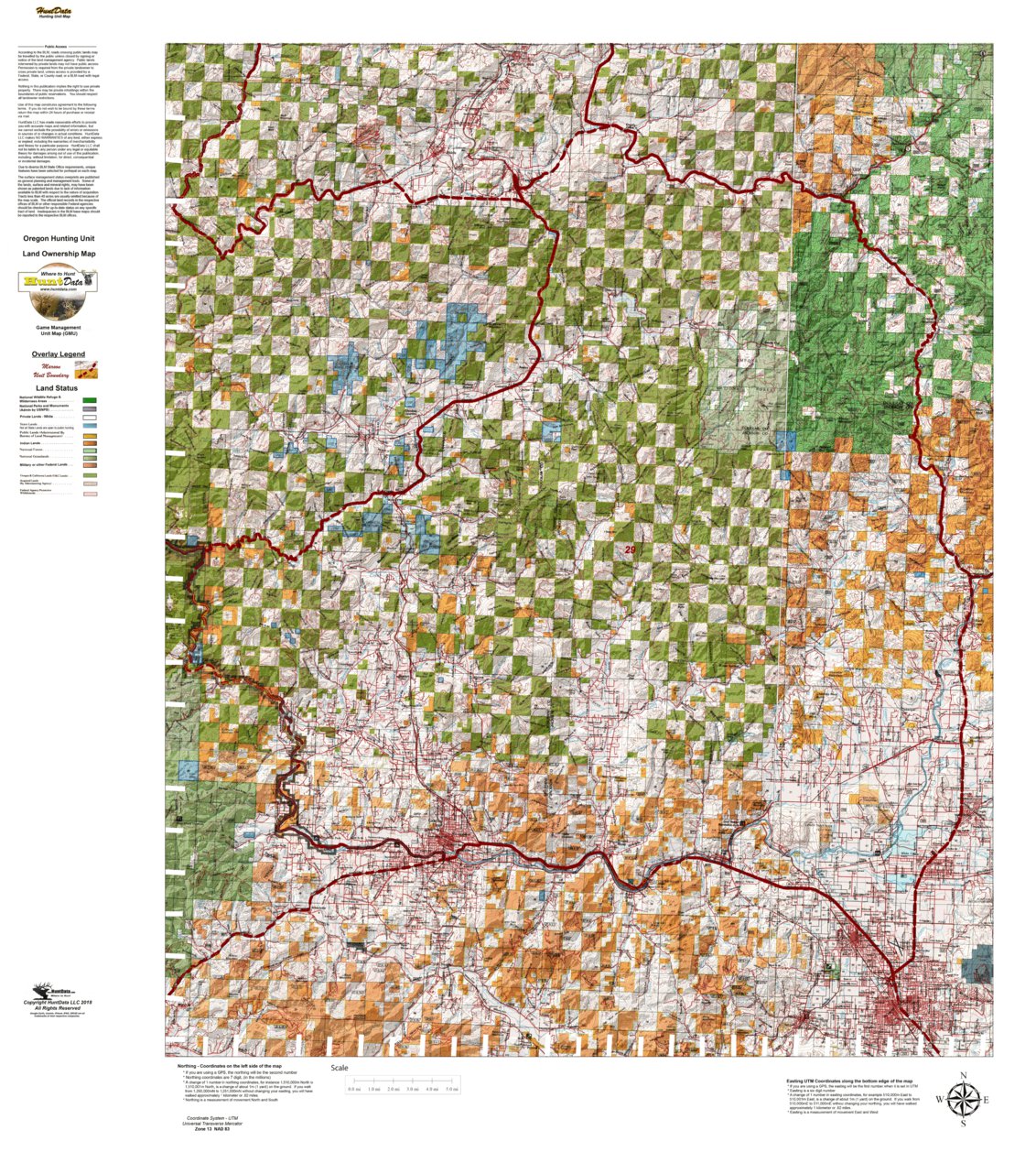Oregon Hunting Unit 29, Evans Creek Land Ownership Map by HuntData LLC ...
