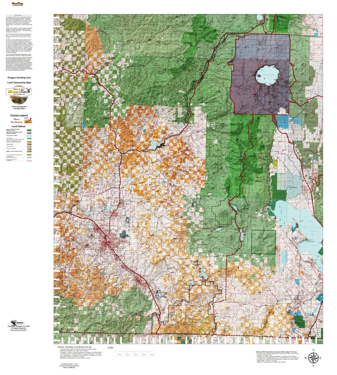 Oregon Hunting Unit 30 North, Rogue Land Ownership Map by HuntData LLC ...